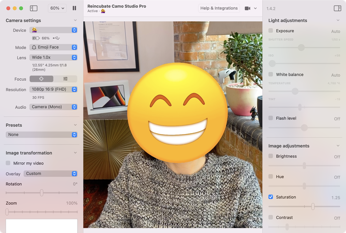 Adjusting your video — Camo